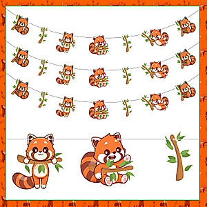 Sursurprise Red Panda Party Decorations, 3PCS Red Panda Banners, Red Panda Birthday Baby Shower Decorations Party Supplies