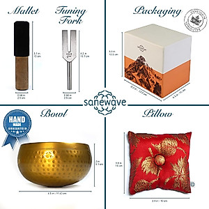 SANEWAVE Tibetan Singing Bowl Set and Tuning fork - Meditation Bowl - 4096 Diapason Sound Bowl - Cuenco Tibetanos for Healing and Mindfulness