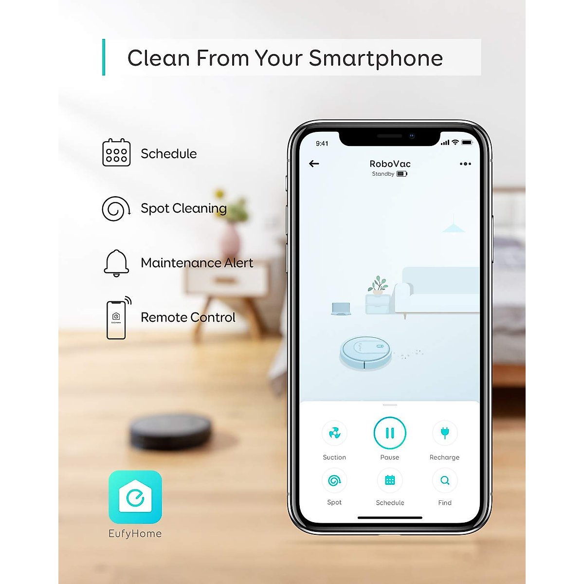 eufy by Anker, RoboVac G10 Hybrid, Smart Dynamic Navigation, 2-in-1 Sweep and mop, Wi-Fi, Super-Slim, 2000Pa Strong Suction, Quiet, Self-Charging, for Hard Floors Only(Renewed)