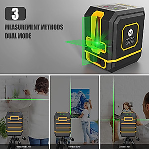 MOOCK Laser Level with Self Leveling & Manual Mode, 100ft High Visibility Green Beam Lazer Leveler Tool Horizontal, Vertical, Cross Line Laser for Picture Hanging, Construction, 360° Magnetic Base