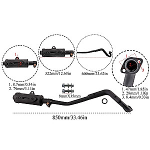 YC Yier 28mm 1 1/8" Muffler Exhaust Pipe for ATV Quad Buggy Go Kart Pit Dirt Bike 50cc 70cc 90cc 110cc 125cc 150cc Taotao Coolster Kazuma Roketa