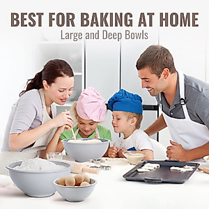 Joviton Home 32-Piece Swirl Melamine Dinnerware Sets for 8 and 8-Piece Mixing Bowls with Lids Set