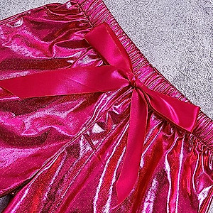 CHENBAO Baby Girls Shorts Metallic Pu Leather Shorts Toddler Girls Short Pants Glitter Sparkle Halloween Shorts Birthday Hot Pink 2T-3T