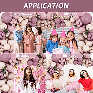 155PCS Boho Dusty Purple Lavender Sand White Nude Gold Balloons Balloon Garland Arch Kit, Boho Gender Reveal Wedding Birthday Bridal Baby Shower Balloons Balloon Garland Arch Kit Party Decorations