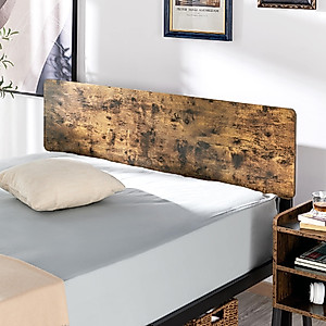 Yaheetech Metal Platform Bed Frame Twin with Wood Headboard and Iron Slats, Rustic Country Bed Base with Mattress Foundation/Strong Slats Support/12 Inch Underbed Storage/No Box Spring Needed, Brown