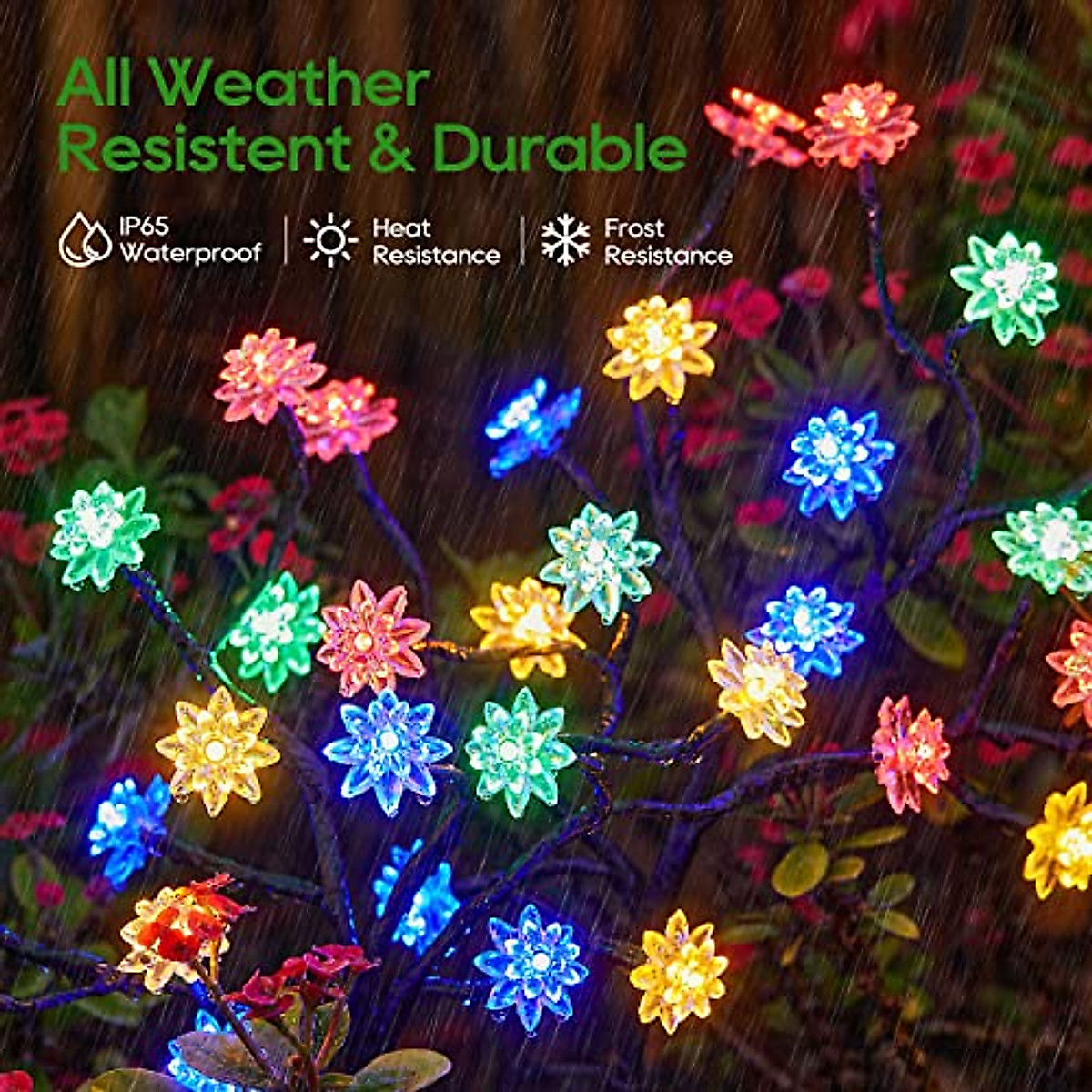 KOOPER Solar Garden Lights, 6 Pack Solar Lights Outdoor Waterproof, Multi-Color Solar Outdoor Lights Solar Flower Lights for Yard, Patio, Pathway Decoration, Double Layer Flower & Bigger Solar Panel