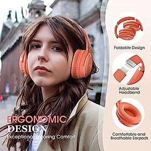RUNOLIM Bluetooth Headphones Over Ear, 65 Hours Playtime Wireless Headphones with Microphone, Lightweight Foldable & Portable Stereo Bass Headsets for Smartphone, Tablet, Computer, MP3/4