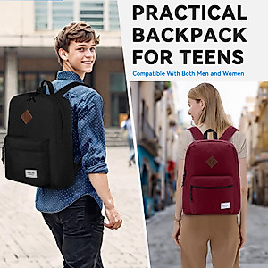 School Backpack, Chase Chic Casual Backpack Black Unisex Classic Lightweight Water Resistant Rucksack Travel Backpack Fits 15.6 Inch Laptop