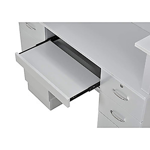 Reception Desk LED Lighted Reception Area Counter LANGARA in Silver Grey