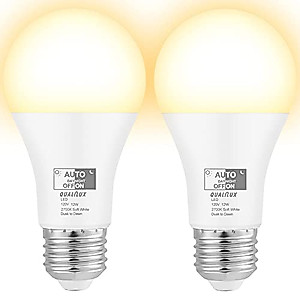 Qualilux Dusk to Dawn Light Bulbs 1000 Lumen, Soft White, LED 12W, Non-Dimmable, A19 E26, 2-Pack, HQ-H021