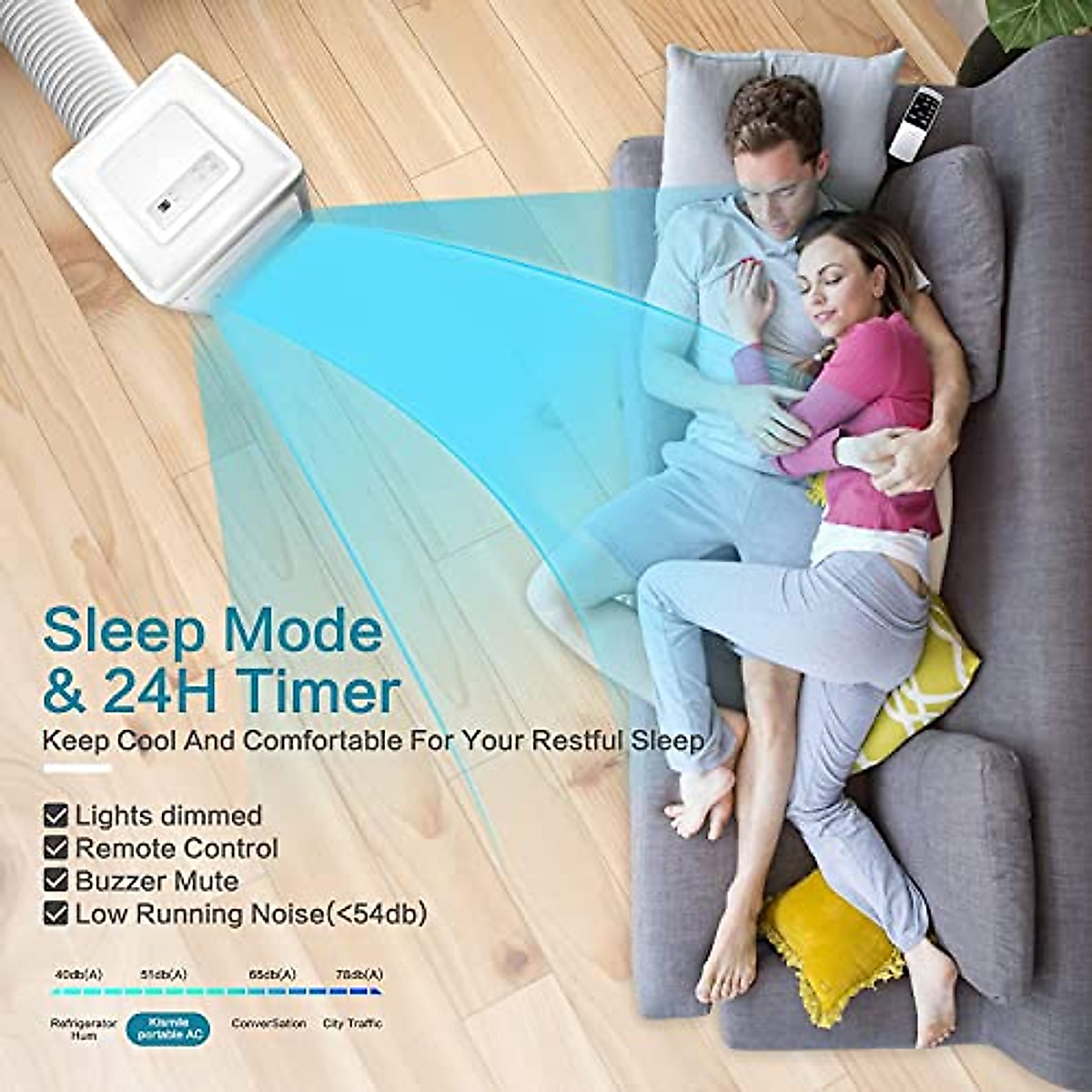 Kismile Portable Air Conditioners 8,000 BTU,Cooling, Dehumidifier & Fan 3-in-1,Air Conditioner Portable with Remote Control, Quiet AC Unit for Room/Office