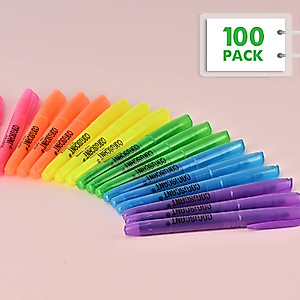 Highlighter - 100 pack color highlighter, color transparent visible fluorescent pen shell, wide chisel point mark, fluorescent pen, school, office