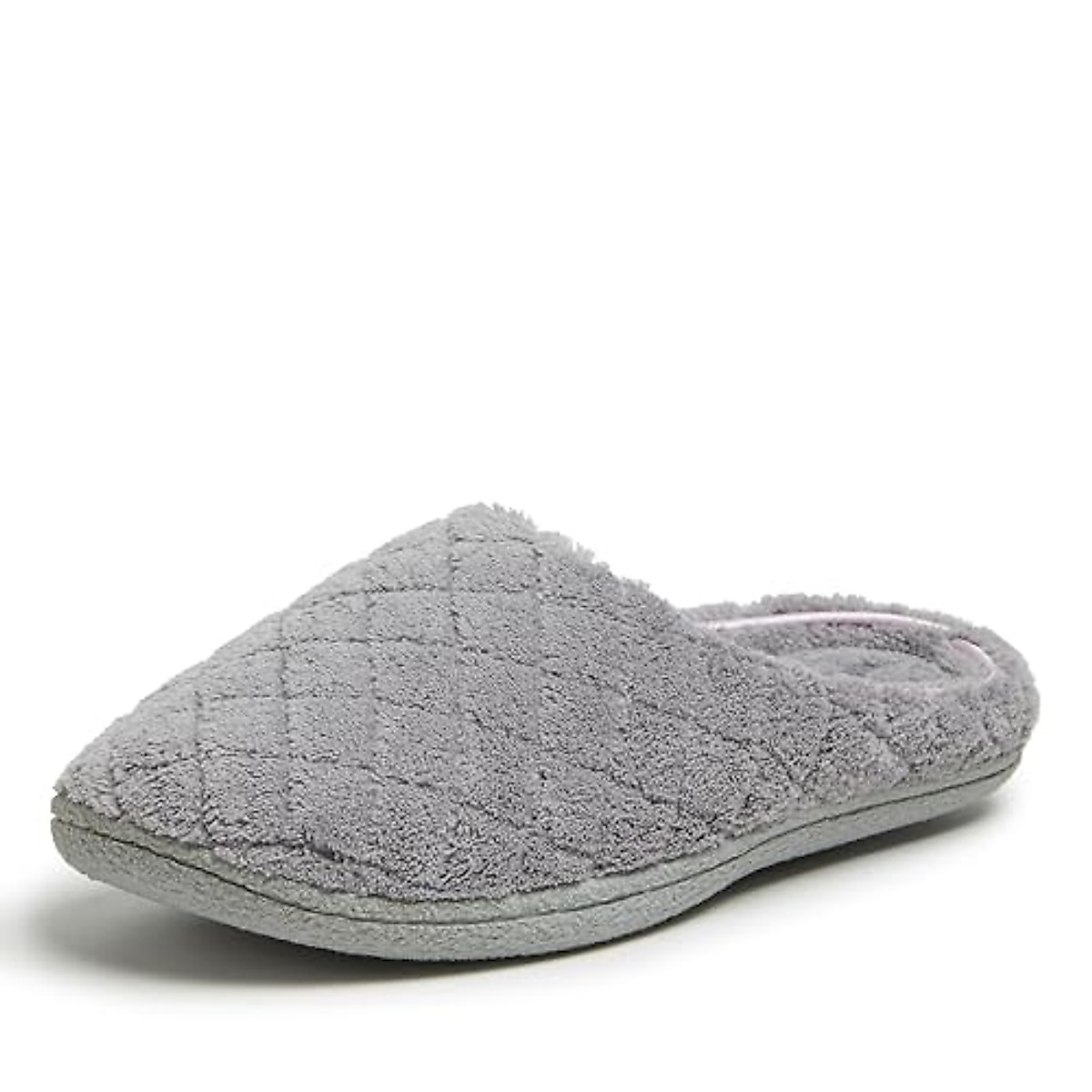 Dearfoams Women's Leslie Washable Memory Foam Terry Clog with Wide Widths Slipper, Medium Grey, X-Large