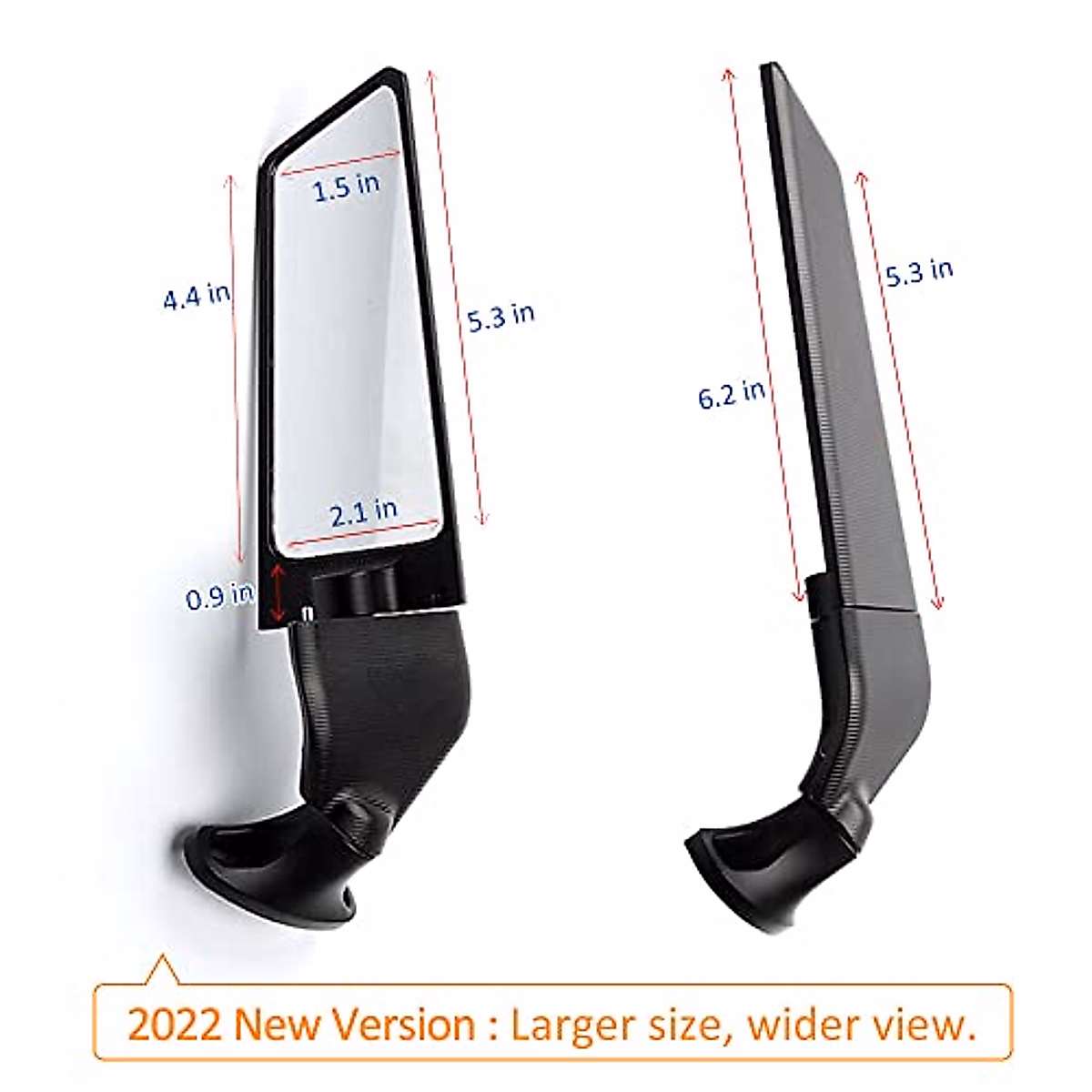 Motorcycle Wind Wing Rear View Side Mirrors, 1 Pair Black Rotating Swivel Stealth Winglets Mirrors Fit for Kawasaki 2005 2006 2007 2008 Ninja ZX6R & Ninja ZX10R 2004-2007