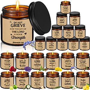 BBTO 12 Pcs Christian Scented Candles Bulk 3.5 oz Inspirational Christmas Gifts Bible Verse Candle for Women Coworkers Birthday Wedding Sunday School Church Appreciation Gifts(Brown)