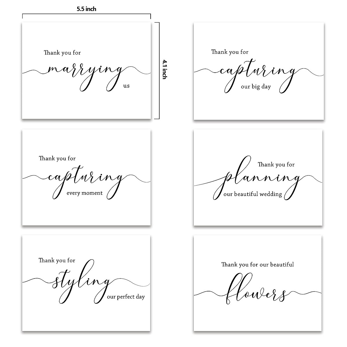 Spercy 18 Wedding Vendor Thank You Cads, Card for Wedding Photographer, Wedding Planner Card, Card For Florist, Band, Officiant, Hair Stylist