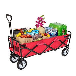 Mac Sports WTCX-201 Extended Collapsible Folding Outdoor Utility Wagon, Red