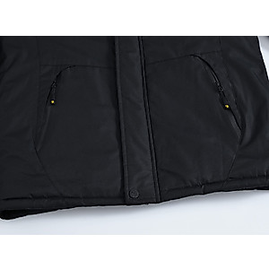 BASUDAM Men's Winter Coat Fleece Lined Waterproof Parka Shell Insulated Snow Ski Jacket Black XL