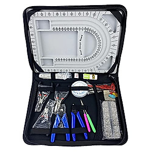 Beaded Gray Flocking Bead Design Board Mat for Jewelry Making Storage Organizer Tray for DIY Bracelet Necklaces Craft Measuring Tool with Jewelry Pliers Suppliers, Caliper, Beading Tool Kit(23Pcs)