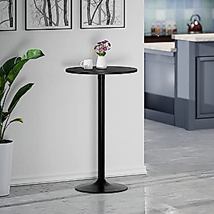 Winsome Obsidian Pub Table Round Black Mdf Top with Black Leg And Base - 23.7-Inch Top, 39.76-Inch Height, Pack of 1