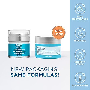 goPure Glyco-Peptide Anti Wrinkle Face Cream - Hyaluronic Acid Moisturizer for Face with Glycolic Acid, Peptides, and Vitamin E - Hydrating Facial Moisturizer with Anti-Aging Formula - 1.7 fl oz