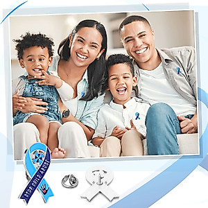 Giegxin 100 Pcs Child Abuse Prevention Awareness Pin Child Abuse Awareness Brooch Products Blue Ribbon Pinwheel Lapel Pins for Child