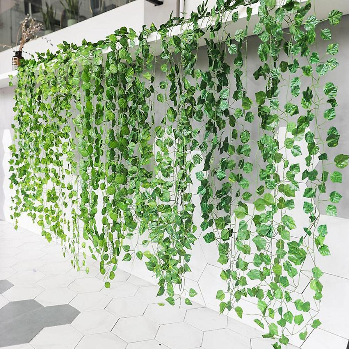 Zhangxu Artificial Ivy Leaf Plants Vine Artificial Plants Greeny Chain Wall Hanging Leaves for Home Room Garden Decoration