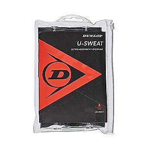 Dunlop Sports U Sweat Overgrip, 12 Grip Bag, Black