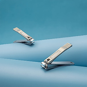 BEZOX Nail Clippers, Ergonomic Fingernail and Toenail Clipper with Non-Slip Design, Professional Nail Cutter for Men and Women with Nail File and Delicate Tin Case, 2 Pcs