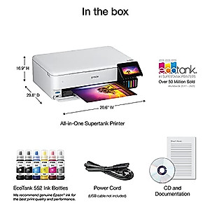 Epson EcoTank Photo ET-8550 Wireless Wide-Format All-in-One Supertank Printer with Scanner, Copier, Ethernet and 4.3-inch Color Touchscreen
