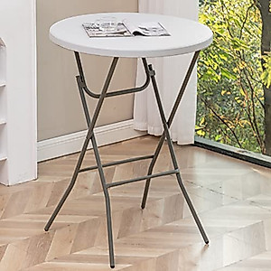 BTEXPERT White 32" Round 43" Bar Height Granite Plastic Folding Portable Commercial Banquet Card Coffee Dining Table for Wedding Party Event Home Kitchen Outdoor, One