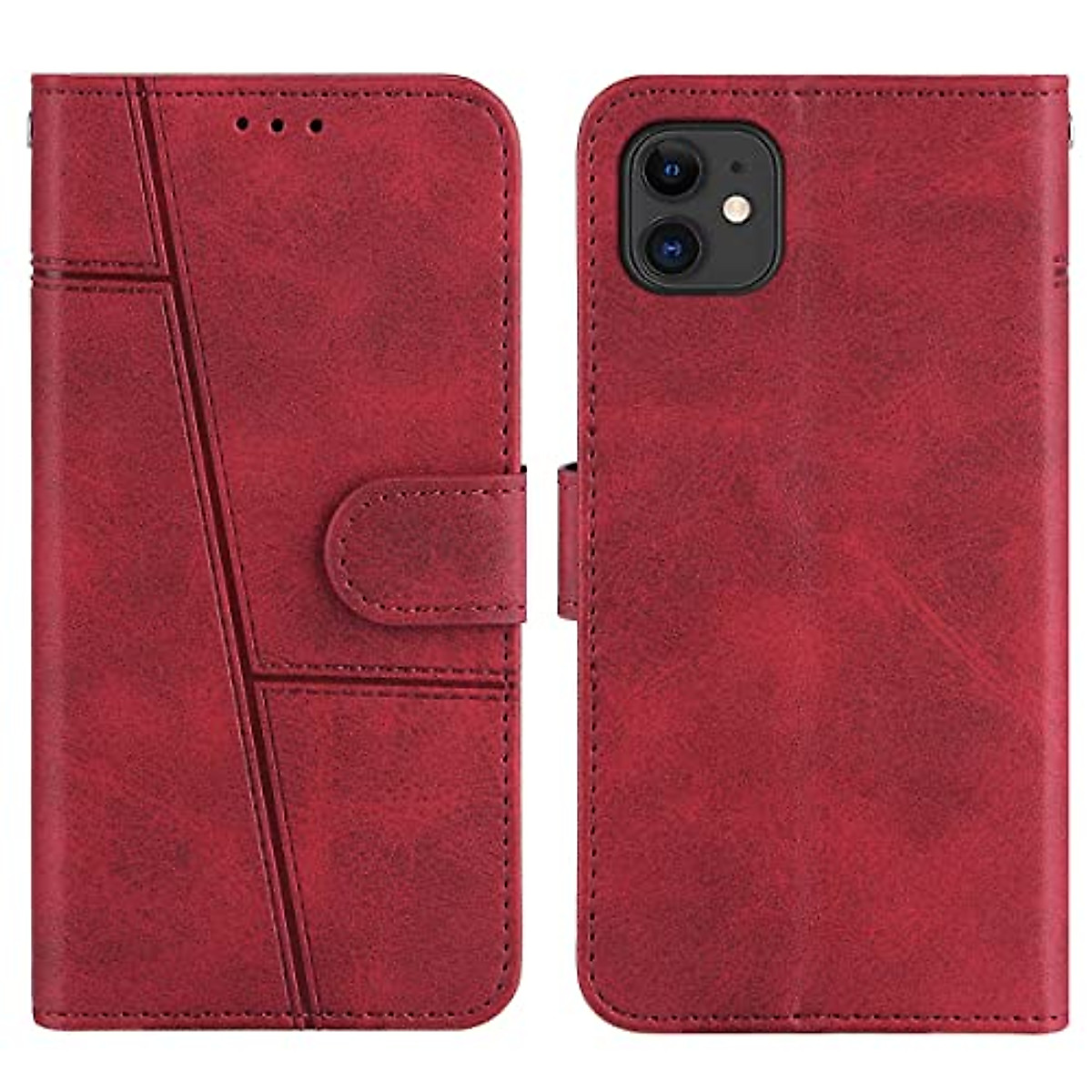 JanCalm for iPhone 12 Mini Wallet Case,[Wrist Strap][Card Holder/Cash Slots][Kickstand] Premium PU Leather Magnetic 12 Mini Phone Case Flip Cover Protective for iPhone Mini 12 Case Wallet (Red)