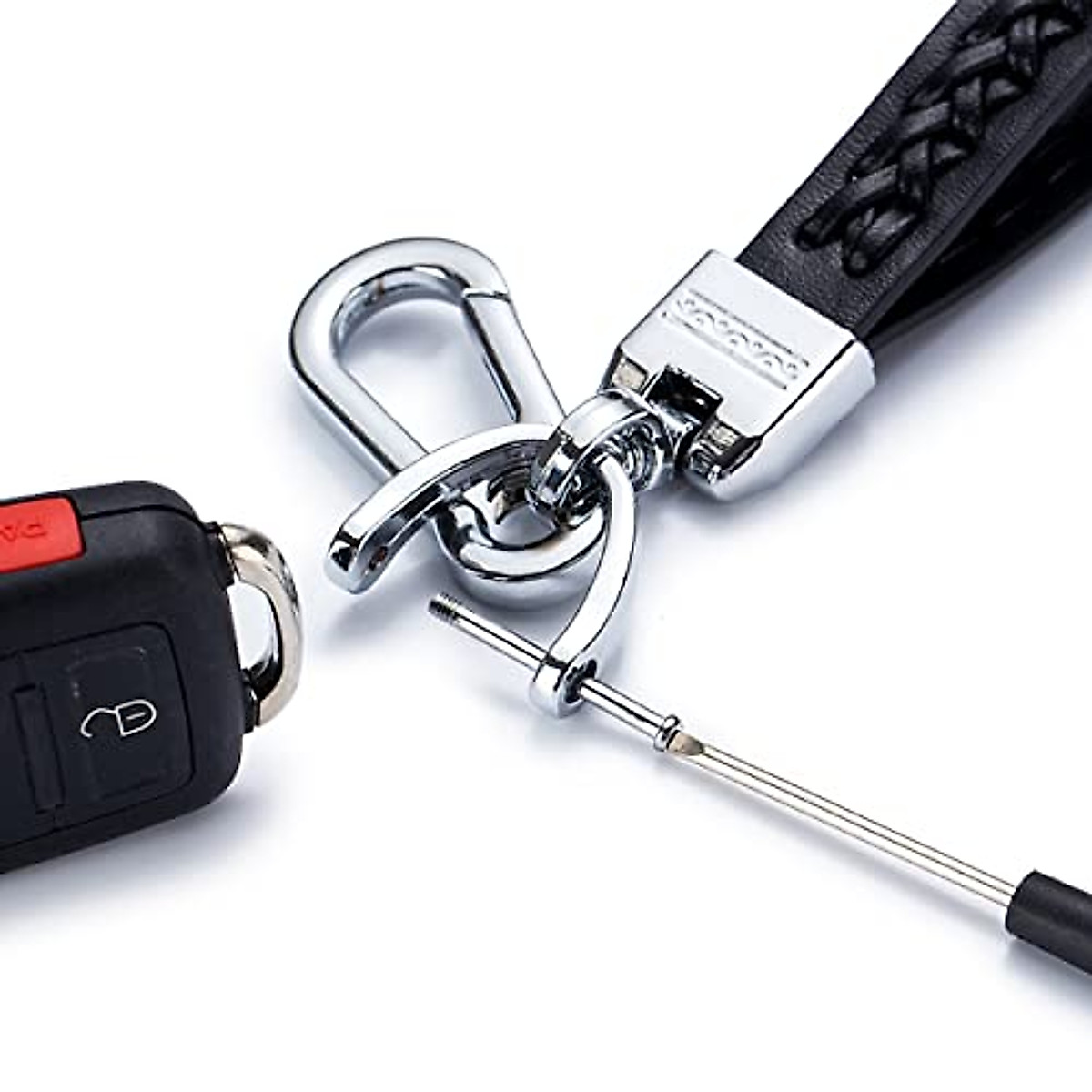 Universal Men & Women PU Leather Keychain Accessories Metal Car Key Chain Ring, purple