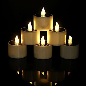 Solar Lantern Lights Candles Waterproof, Flameless Rechargeable Warm White Flickering Reusable LED Candle Lights Dusk to Dawn Outdoor Lighting for Garden Outdoor Camping Home Decor, Pack of 6