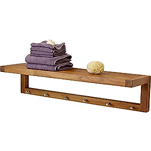 AquaTeak 36" Moa Wall Shelf with Hooks