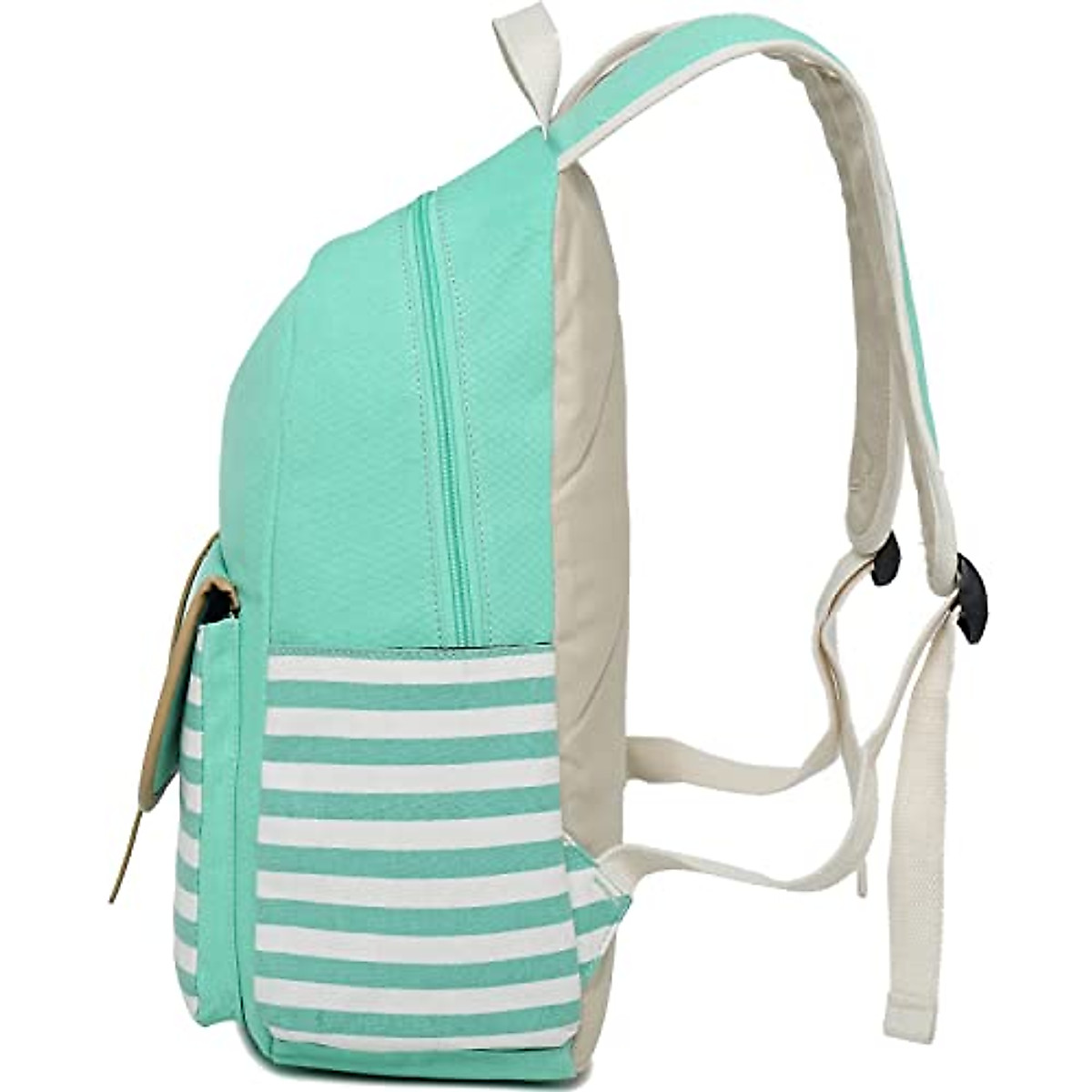 Joyfulife Girls Backpacks, School Backpack for Girls Lightweight Canvas Backpack Student Bookbags Stripe Backpack with Lunch Box 4 in 1