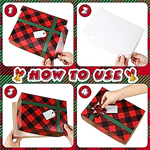 Qilery 24 Pieces Christmas Gift Boxes with Lids and Red Bows Buffalo Plaid Christmas Gift Wrap Boxes 4 Sizes Bulk Gift Boxes Shirt Box for Wrapping Xmas Holiday Present (Plaid)