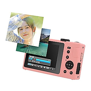 Mini Camera, Portable FHD 1080P 24MP Micro Single Camera, 16X Digital Zoom, 3in LCD Screen, Rechargeable Cmaera for Beginners, Children, Teenagers, Seniors, Friends(Pink)