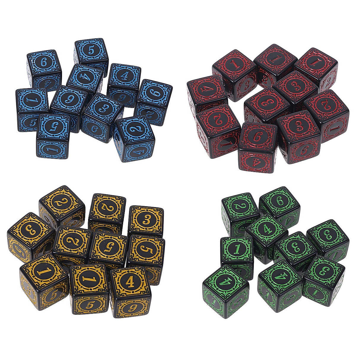 10Pcs D6 Polyhedral Dice Square Edged Numbers 6 Sided Dices Beads Table Board Role Play Game for Bar Club Party Polyhedral Dice Set Filled DND Dice Polyhedral Dice Set Green Polyhedral Dice Set Blue