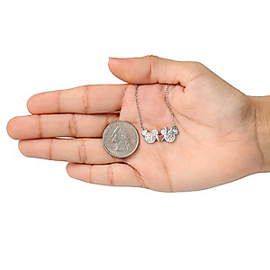 Disney Mickey and Minnie Mouse Sterling Silver Two Tone Cubic Zirconia Necklace with Pink Heart; Jewelry for Women, 18"