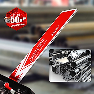 EZARC Carbide and Bi-Metal Reciprocating Saw Blade Endurance for Heavy Metal, Thick Metal, Cast Iron, Alloy Steel