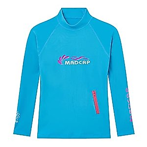 MADCAP Girls' UV Sun Protection Long-Sleeve Rash Guard (Blue, 10-S)