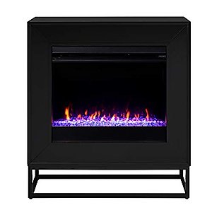 SEI Furniture Frescan Color Changing Electric Fireplace, Black