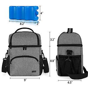 Teamoy Double Layer Breastmilk Cooler Bag with Ice Pack, Travel Baby Bottle Cooler Bag Tote Up to 6 Large 9 Ounce Bottles, Gray