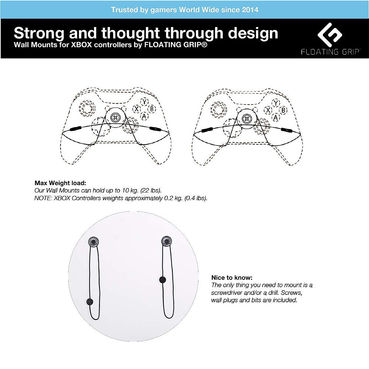 2x Xbox Controller Wall Mount