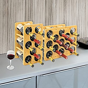 Utoplike Wine Bottle Holder, Wine Racks Countertop, Bamboo Wine Rack Table for 8 Bottles, Sturdy and Durable Wine Racks Free Standing, Bottle Storage Rack for Cupboard, Wooden Water Bottle Storage
