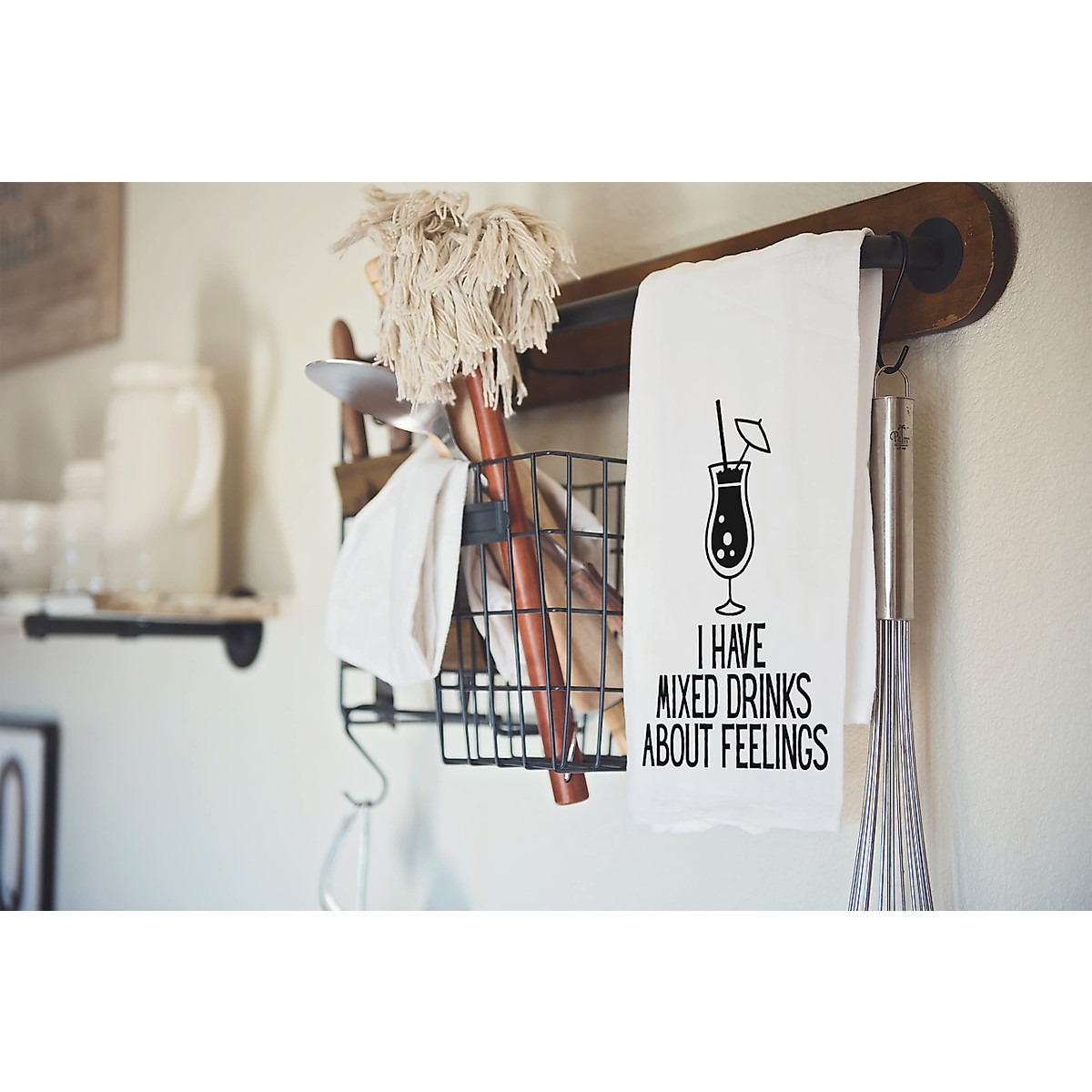 Handmade Funny Kitchen Towel - 100% Cotton Mixed Drinks Bar Towel for Kitchen - 28x28 Inch Perfect for Hostess Housewarming Christmas Mother’s Day Birthday Gift (I have Mixed Drinks...)