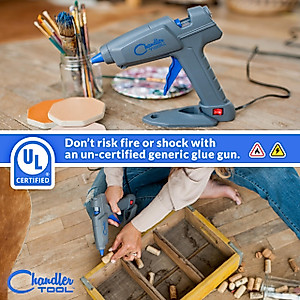 Full Size Hot Glue Gun for Crafts, 60W Large Glue Gun with 12 Glue Sticks and Stand, High Temp Heavy Duty Industrial GlueGun Kit for Crafting, Wood, PVC, Glass, Home Repair by Chandler Tool, Pink