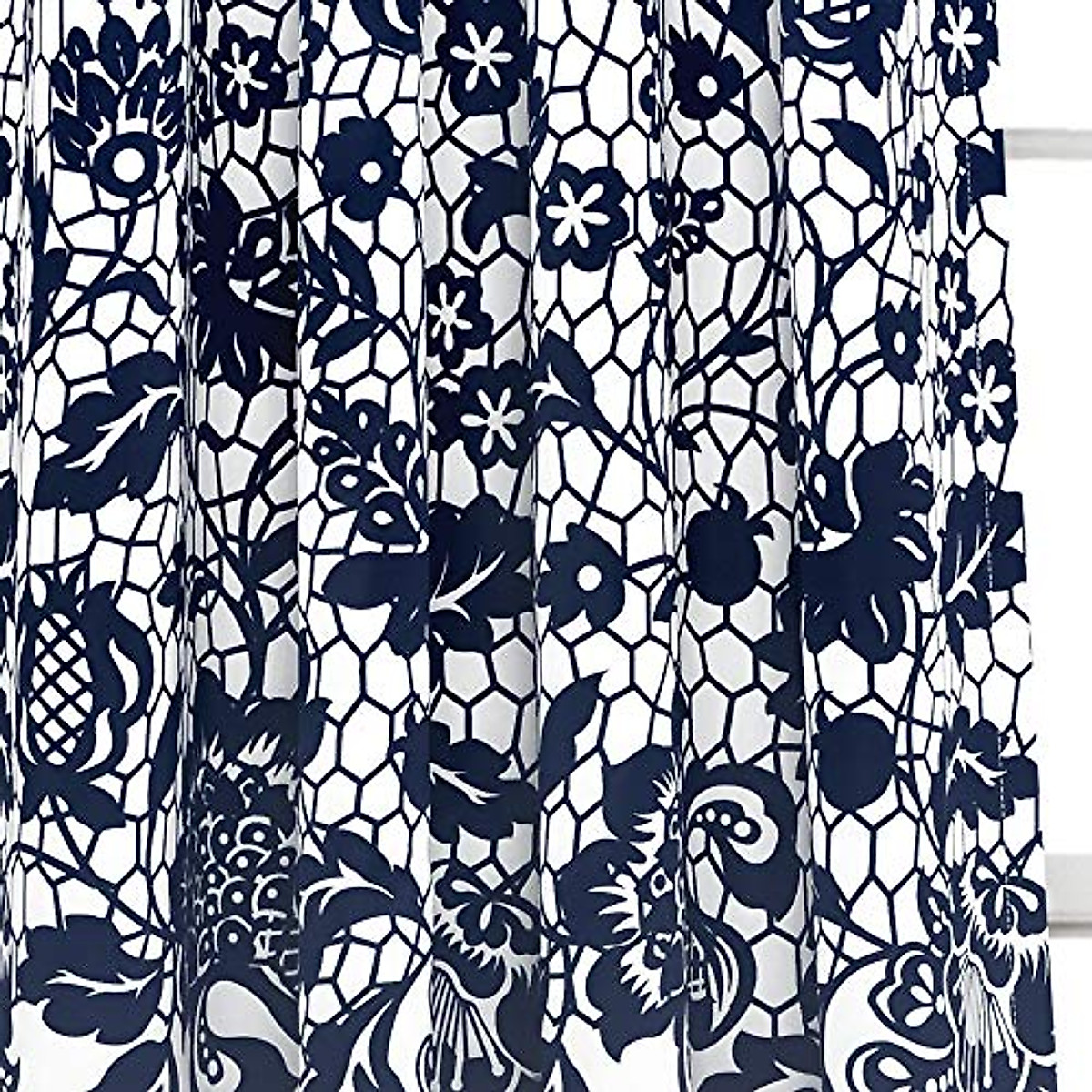Lush Decor Lush DÉCOR Navy Estate Garden Print Curtains Room Darkening Window Panel Set for Living, Dining, Bedroom (Pair), 84” Long x 52” Wide