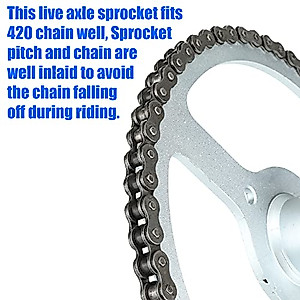 YOXUFA 60T Steel Go Kart Live Axle Hub Sprocket for #40/41/420 Chain With 1" Bore 1/4" Keyway Adapter Yerf dog Murray Predator 212cc 196cc Go Carts Dune Buggy Drift Trike Mini Quad 3 Hole Silver Parts